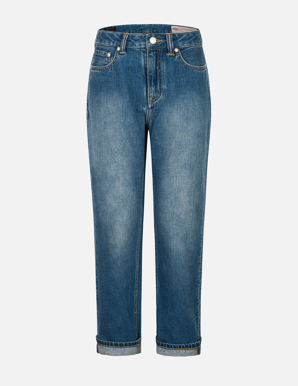 ラインストーンロゴとカモメプリント ボーイフレンドジーンズ – EVISU